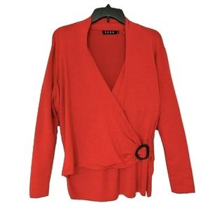 Zozo | Tops | New Zozo Faux Wrap Knit Top Xl Red | Poshmark